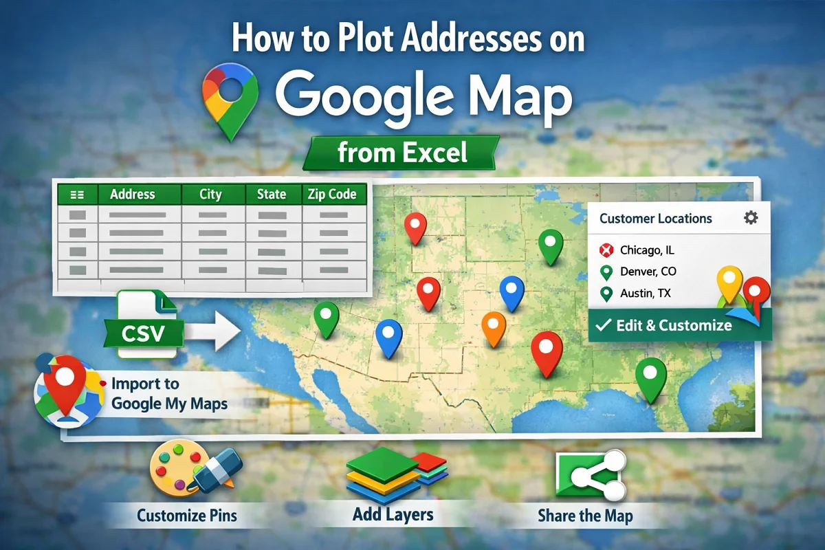 How to Plot Addresses on Google Map from Excel - Excel Insider