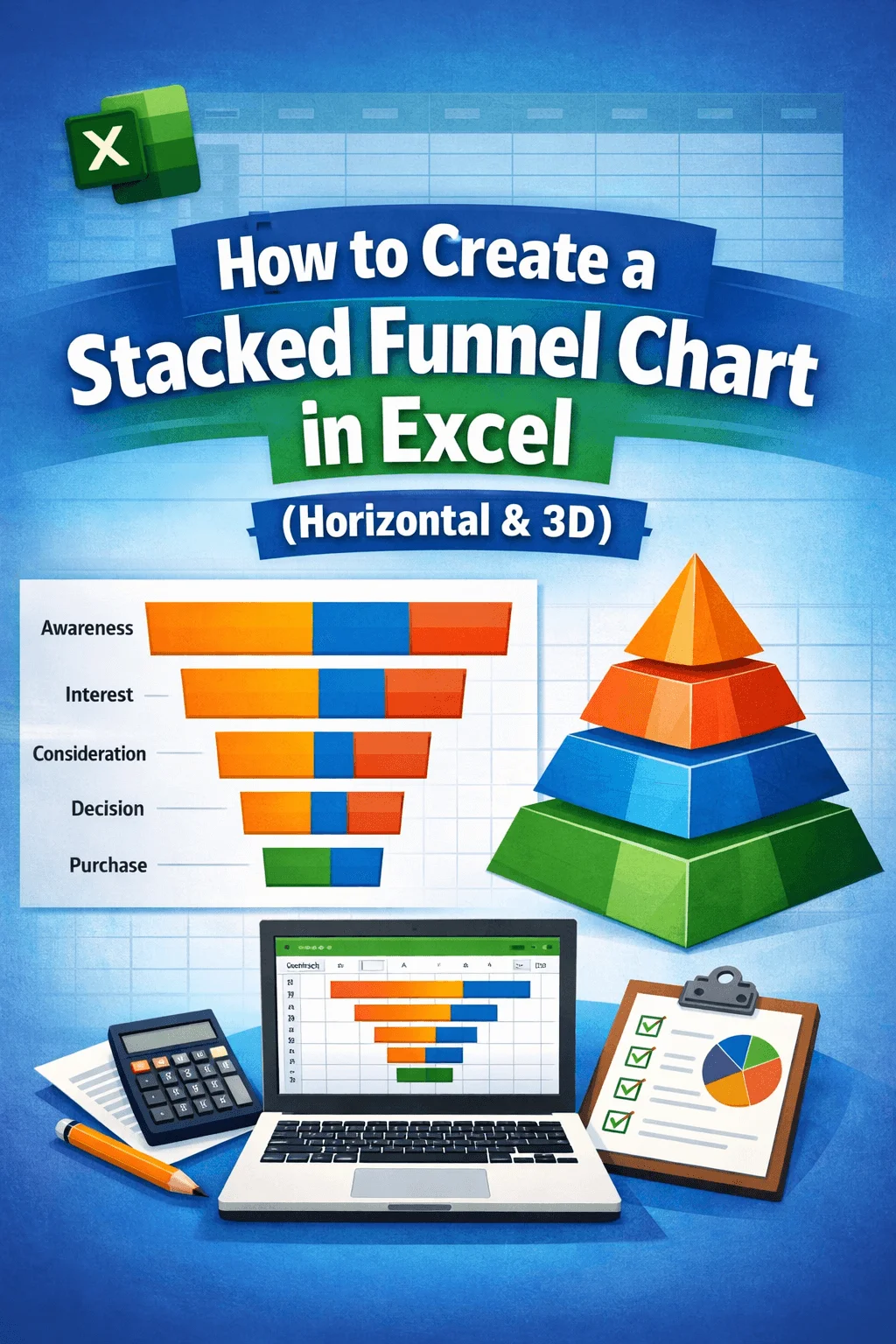 How to Create a Stacked Funnel Chart in Excel (Horizontal & 3D) - Excel ...