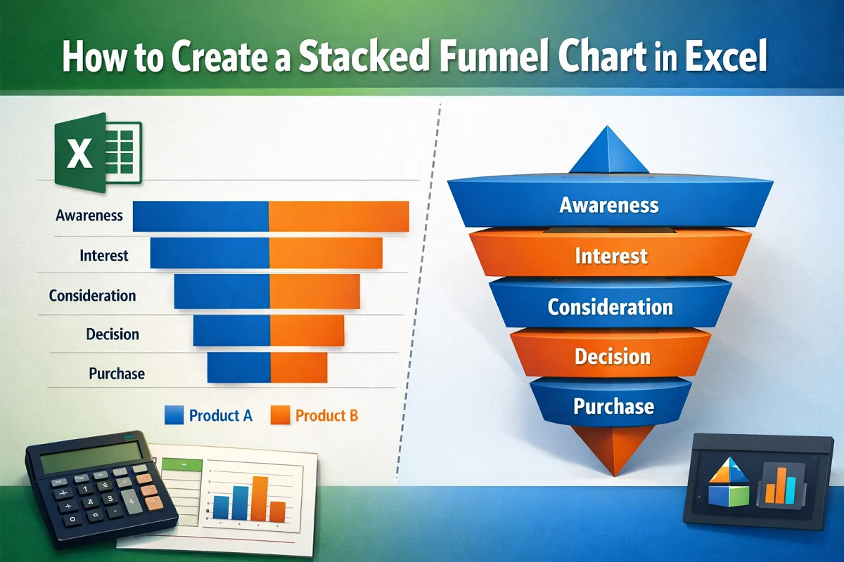 How to Create a Stacked Funnel Chart in Excel (Horizontal & 3D) - Excel ...