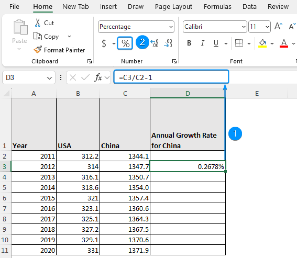 How to Calculate Population Growth Rate in Excel (3 Quick Ways) - Excel ...