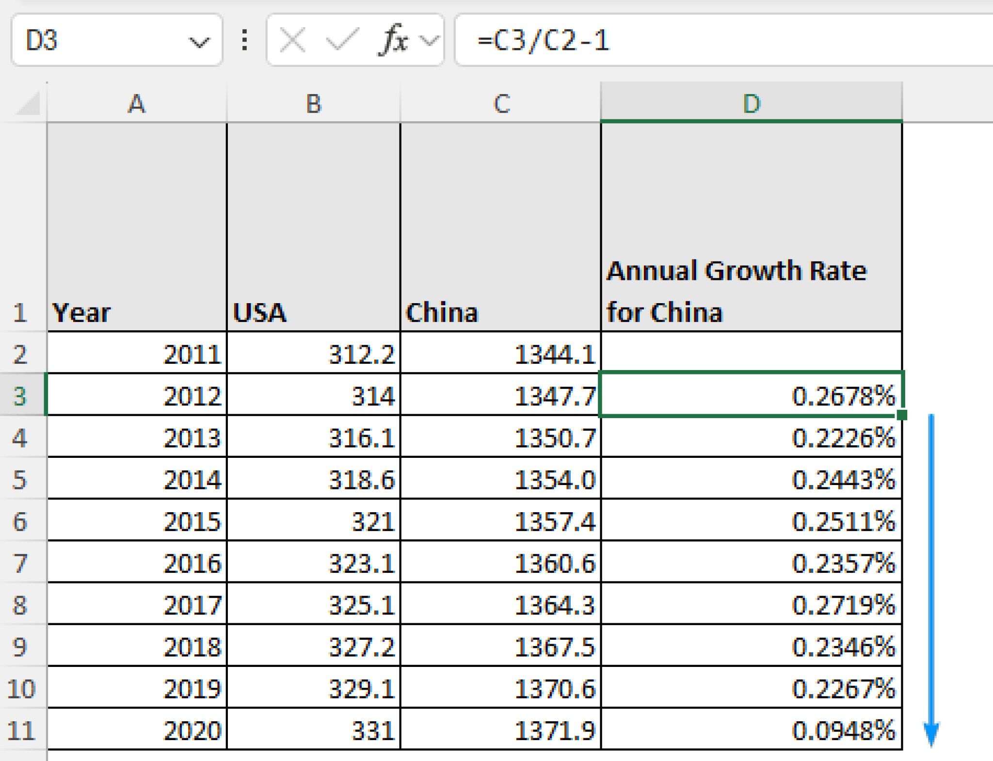 How to Calculate Population Growth Rate in Excel (3 Quick Ways) - Excel ...