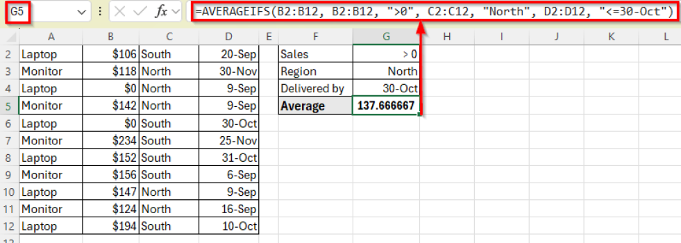 How to Use AVERAGEIF Function with Multiple Criteria in Excel - Excel Insider