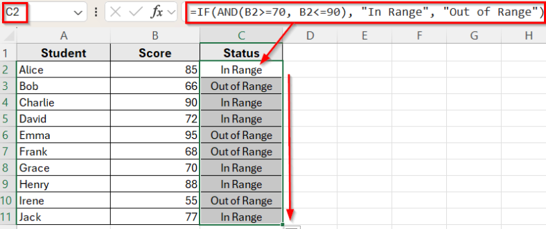 IF Statement Between Two Numbers in Excel Formula - Excel Insider