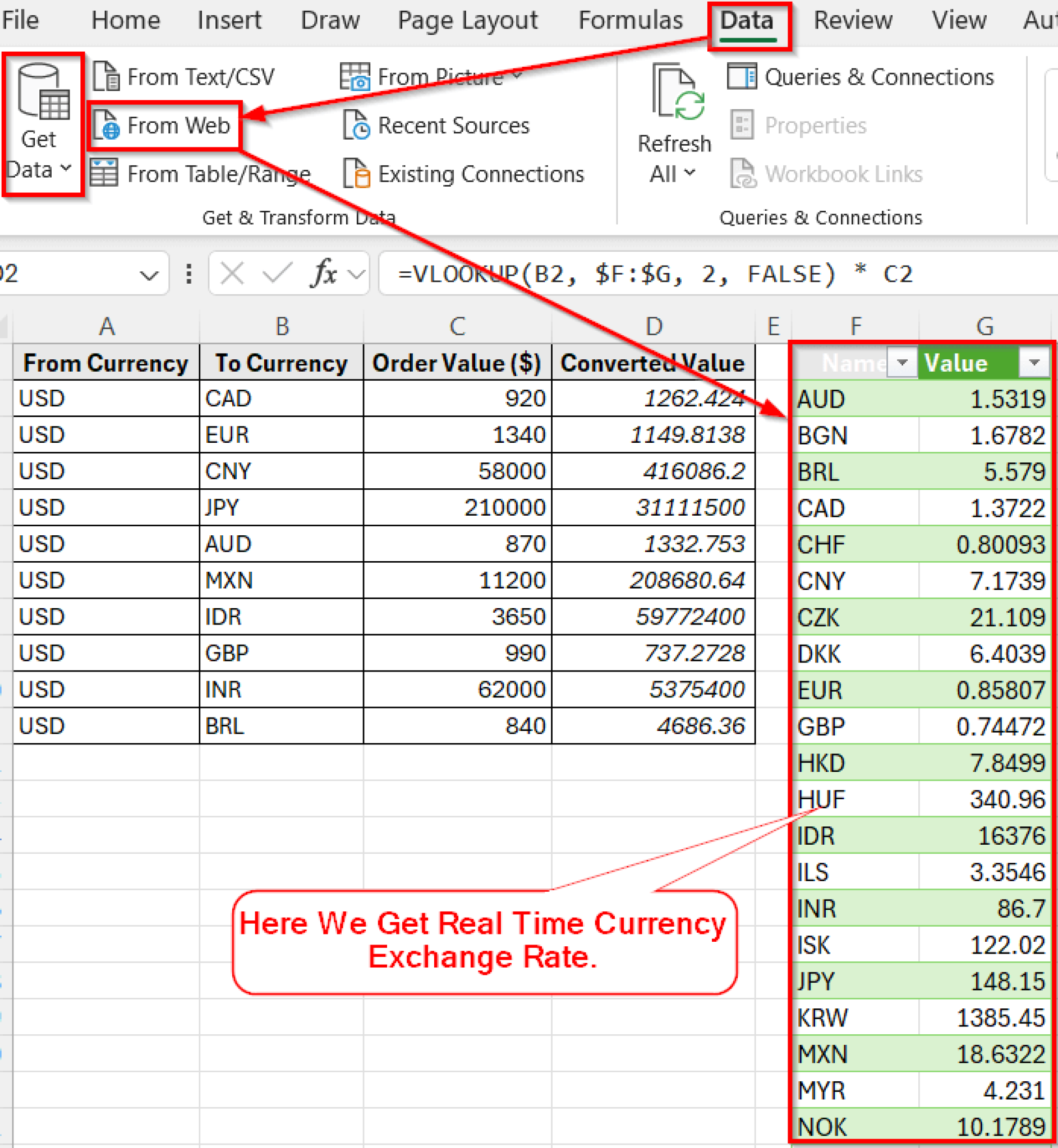 How to Use Real Time Currency Converter in Excel - Excel Insider
