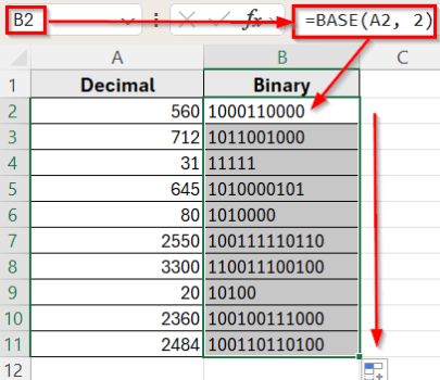 How to Convert Decimal to Binary in Excel (3 Simple Ways) - Excel Insider