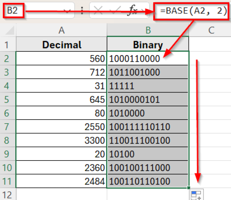 How to Convert Decimal to Binary in Excel (3 Simple Ways) - Excel Insider