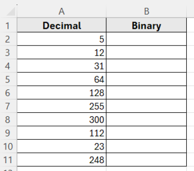 How to Convert Decimal to Binary in Excel (3 Simple Ways) - Excel Insider