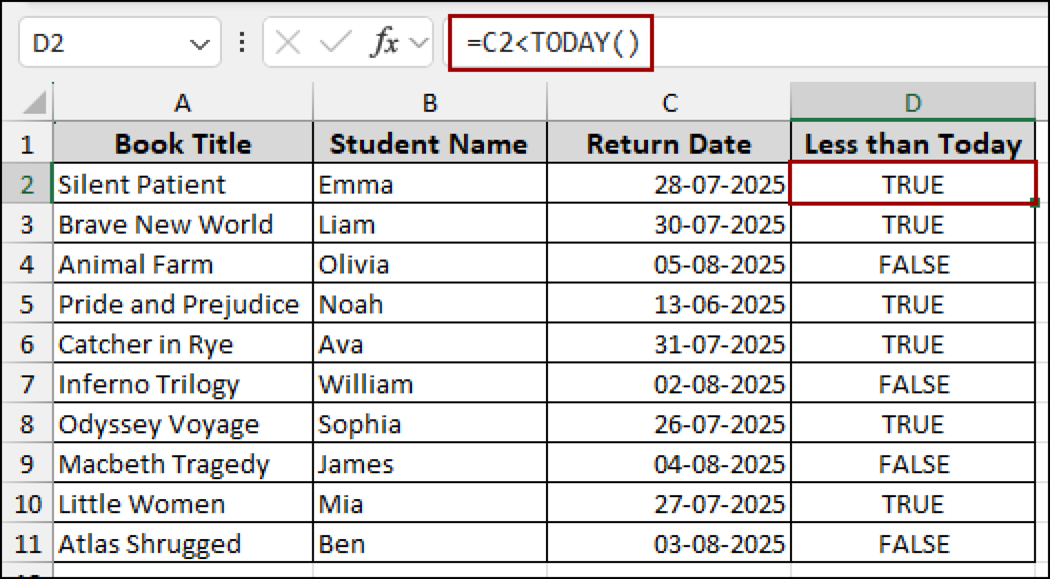 Excel Formula to Find If Date Is Less Than Today (4 Examples) - Excel ...