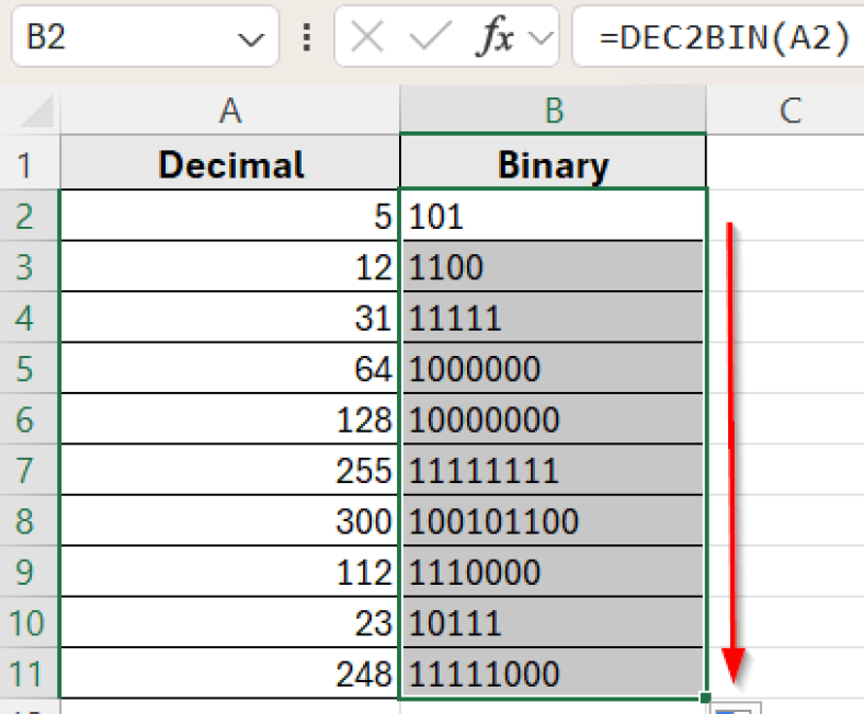 How to Convert Decimal to Binary in Excel (3 Simple Ways) - Excel Insider