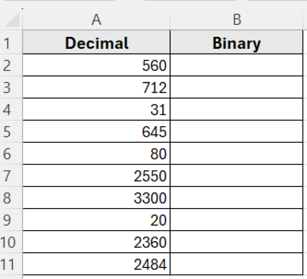 How to Convert Decimal to Binary in Excel (3 Simple Ways) - Excel Insider