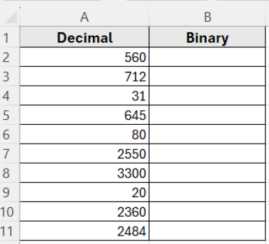 How to Convert Decimal to Binary in Excel (3 Simple Ways) - Excel Insider