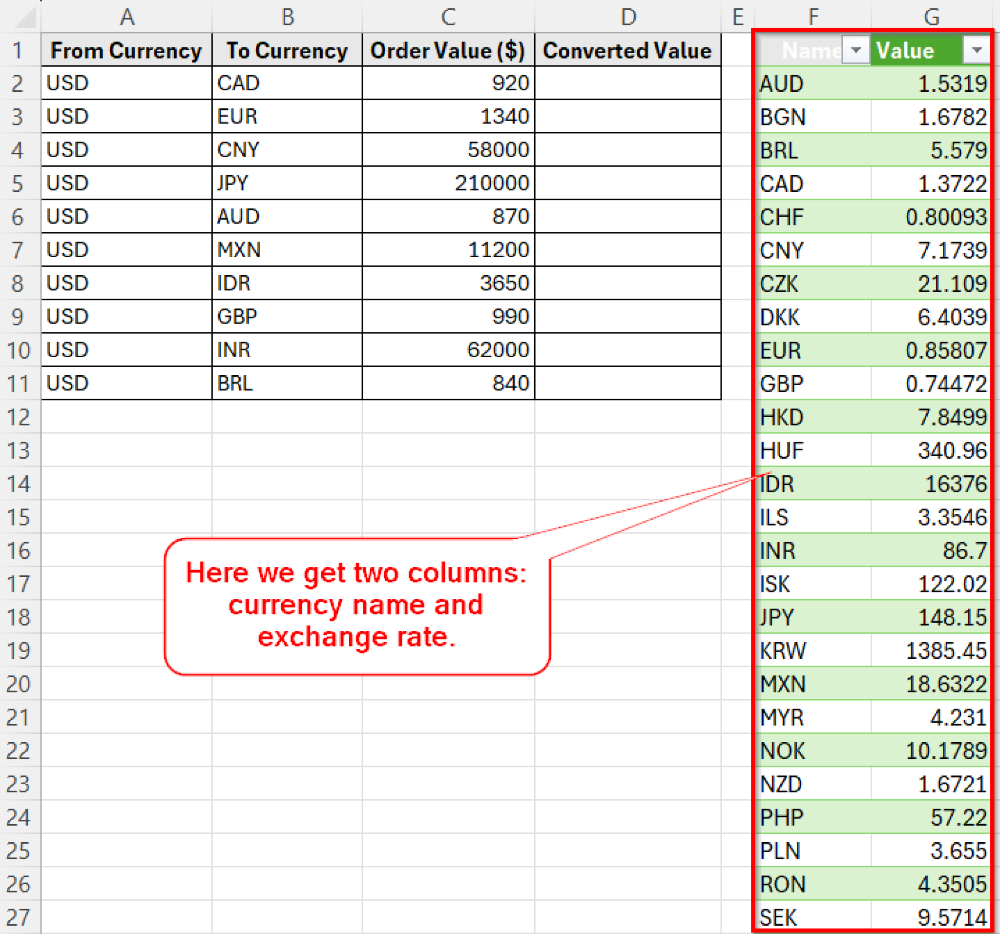 How to Use Real Time Currency Converter in Excel - Excel Insider