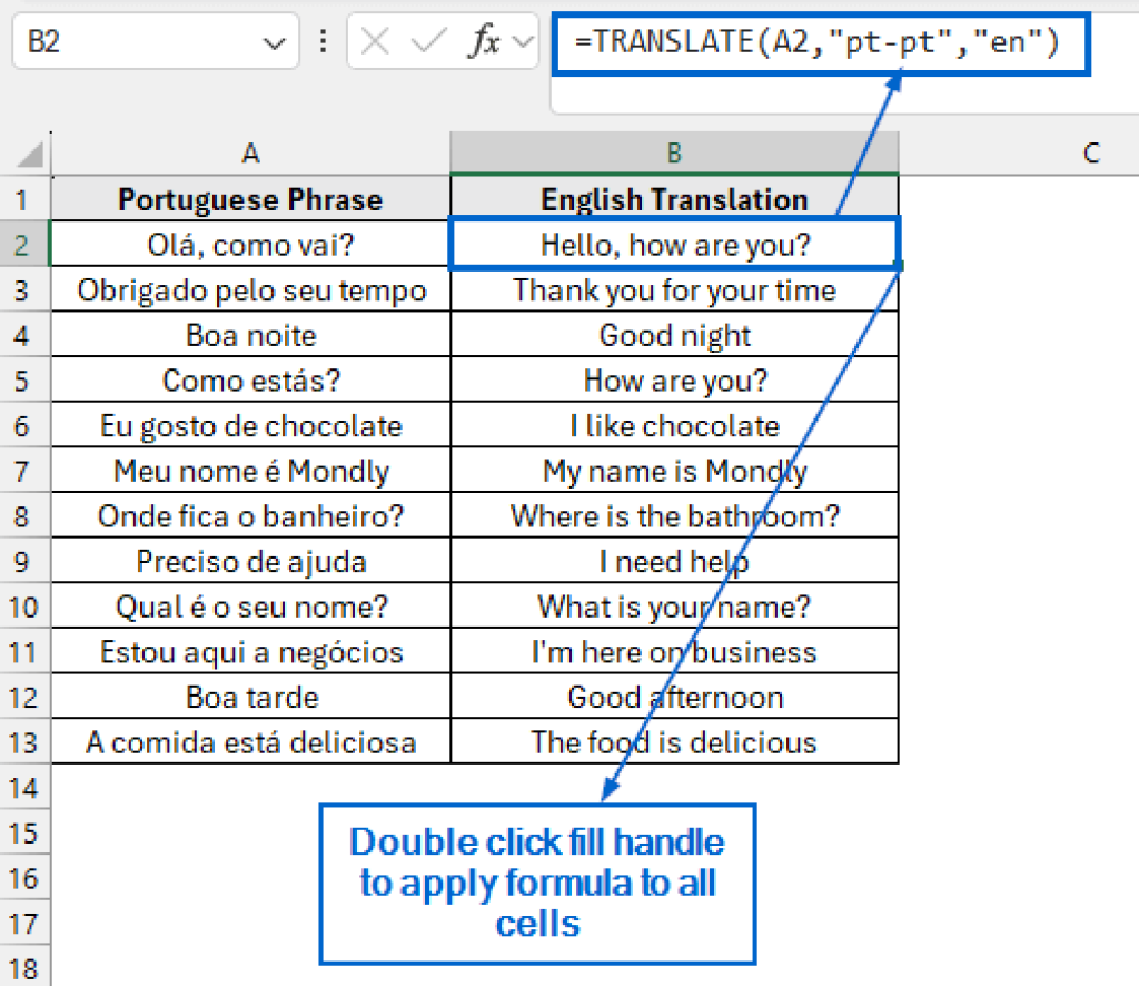 How to Translate Portuguese to English in Excel (4 Easy Ways) - Excel ...