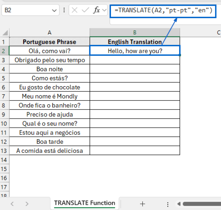 How to Translate Portuguese to English in Excel (4 Easy Ways) - Excel ...