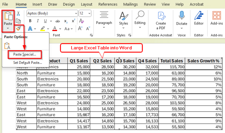 How to Put a Large Excel Table into Word (5 Suitable Ways) - Excel Insider
