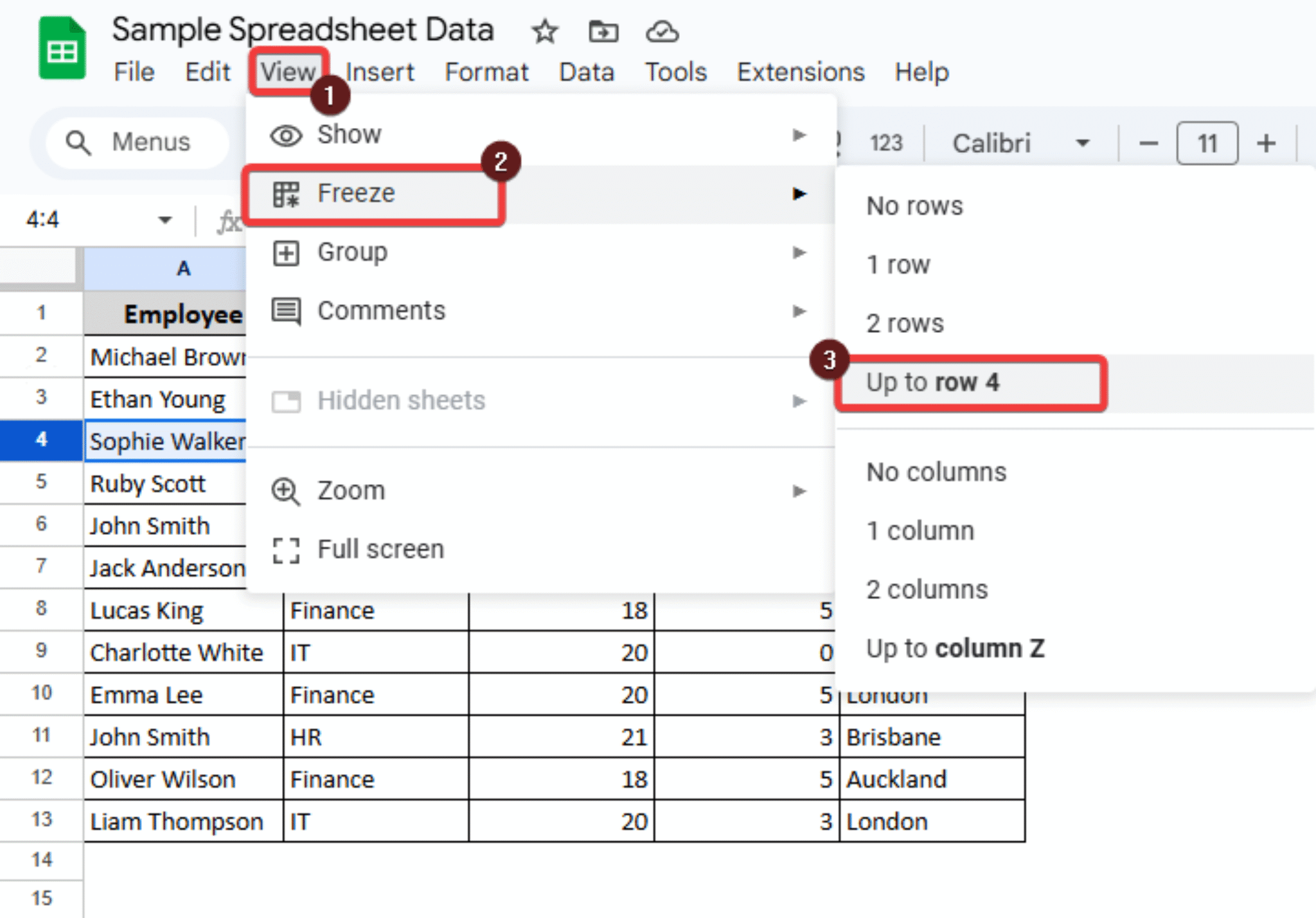 How to Freeze Multiple Rows in Google Sheets (2 Quick Ways) - Excel Insider