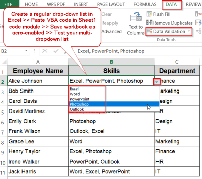 How to Create a Drop Down List with Multiple Selection in Excel - Excel ...