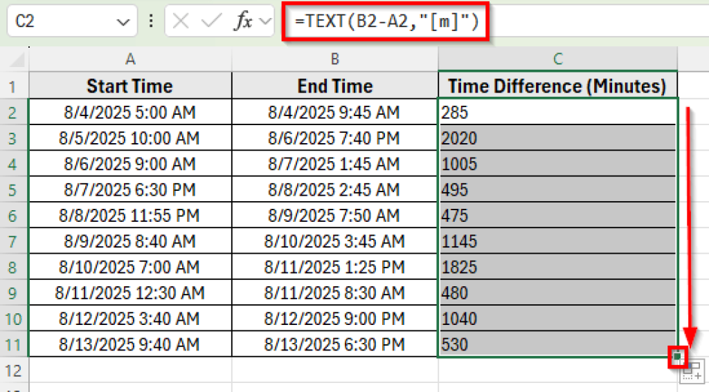 How to Calculate Time Difference in Minutes in Excel - Excel Insider
