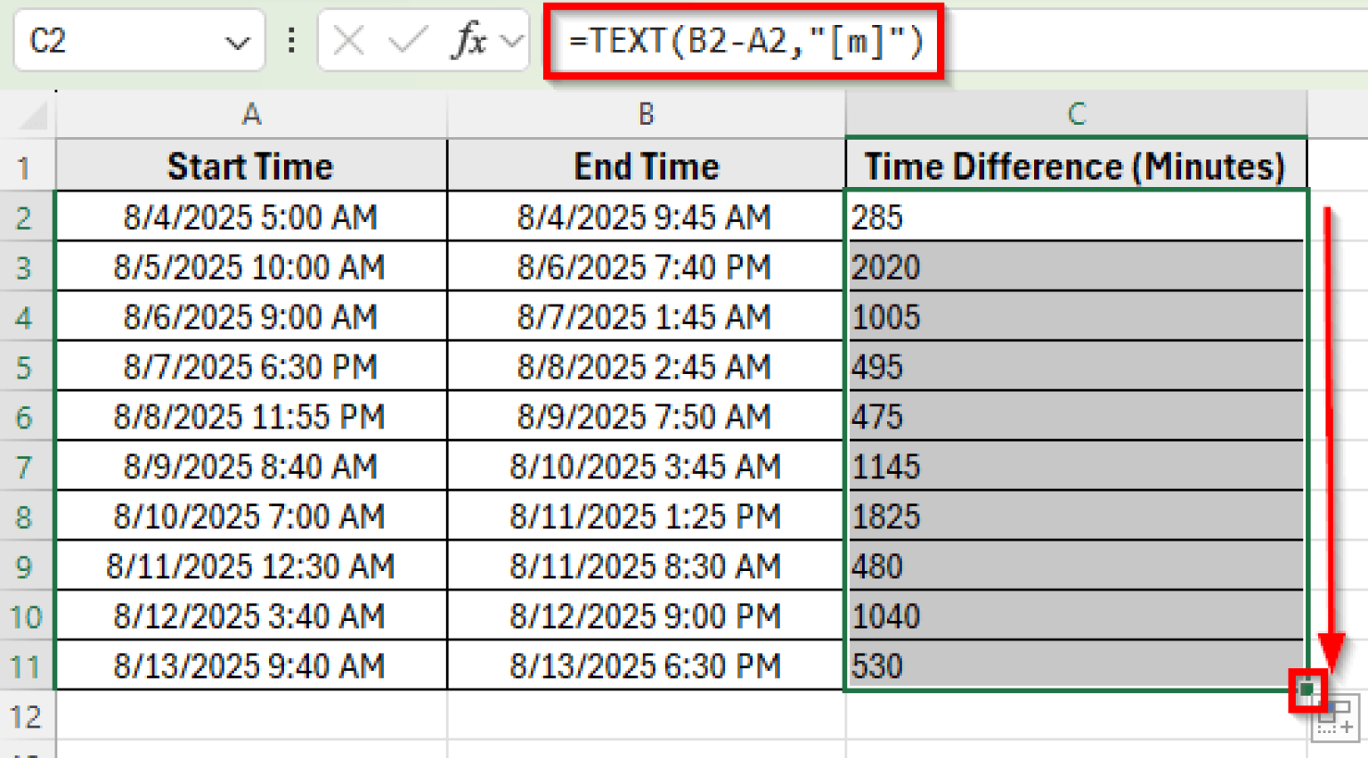 How to Calculate Time Difference in Minutes in Excel - Excel Insider