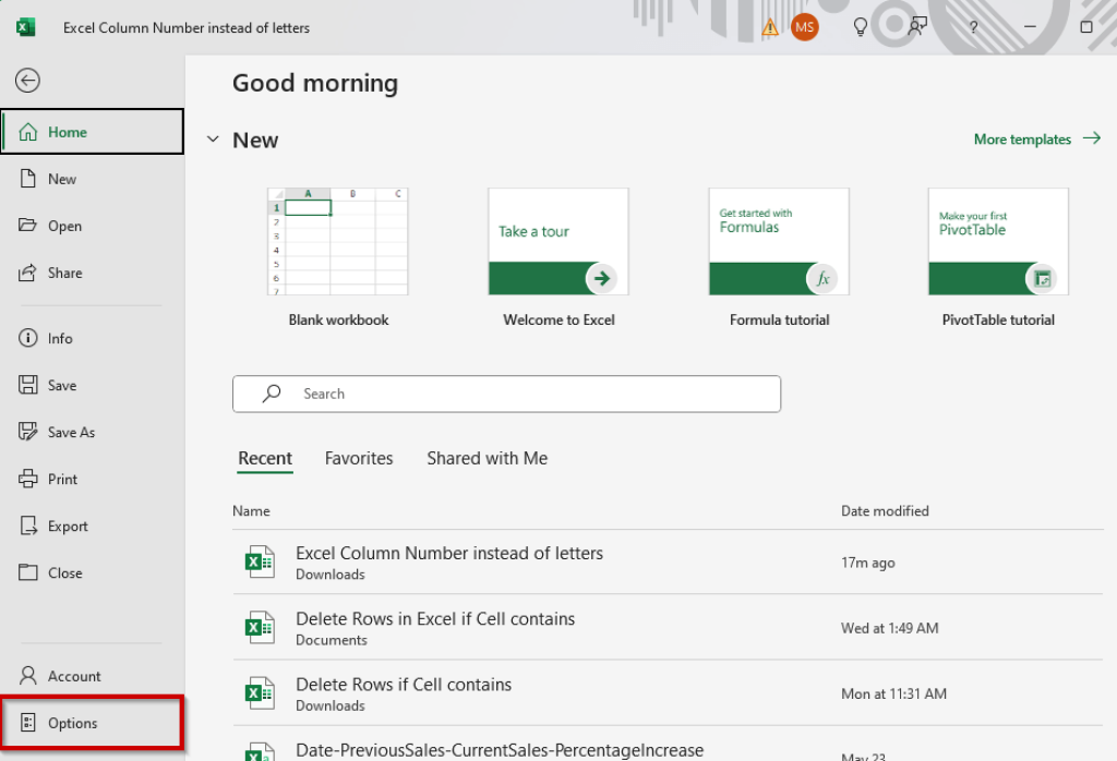 How to Show Column Numbers Instead of Letters in Excel - Excel Insider