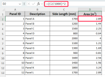 Millimeter (mm) to Square Meter (sq. m) Formula in Excel - Excel Insider