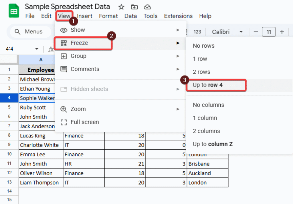 How to Freeze Multiple Rows in Google Sheets (2 Quick Ways) - Excel Insider