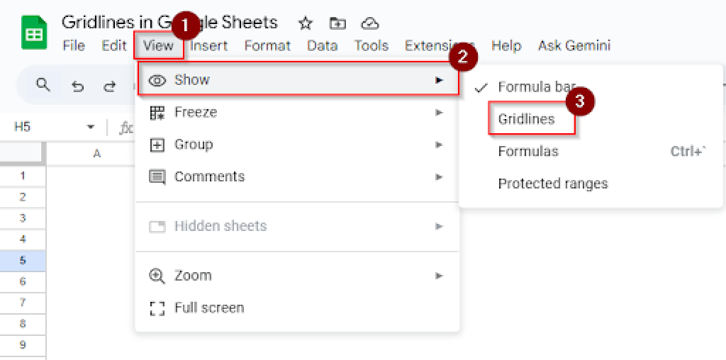 Working with Gridlines in Google Sheets - Excel Insider
