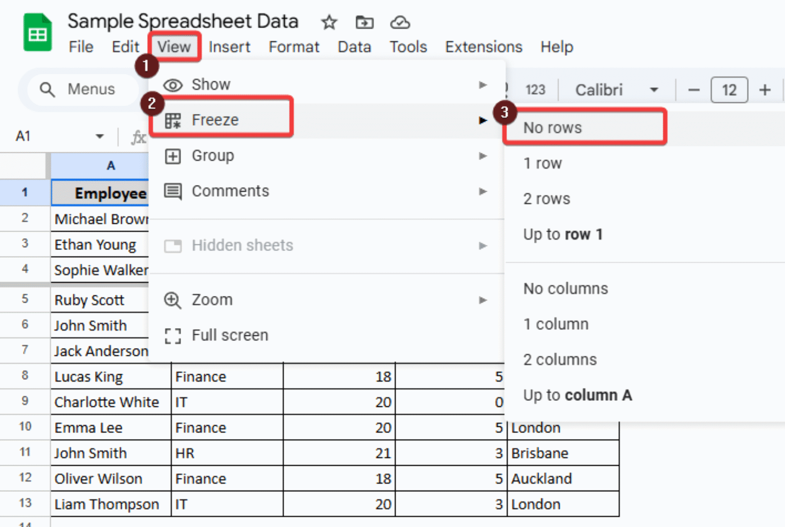 How to Freeze Multiple Rows in Google Sheets (2 Quick Ways) - Excel Insider