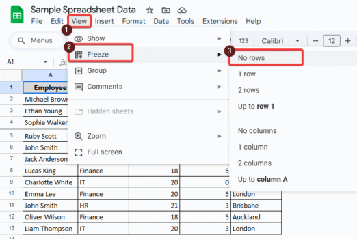 How to Freeze Multiple Rows in Google Sheets (2 Quick Ways) - Excel Insider