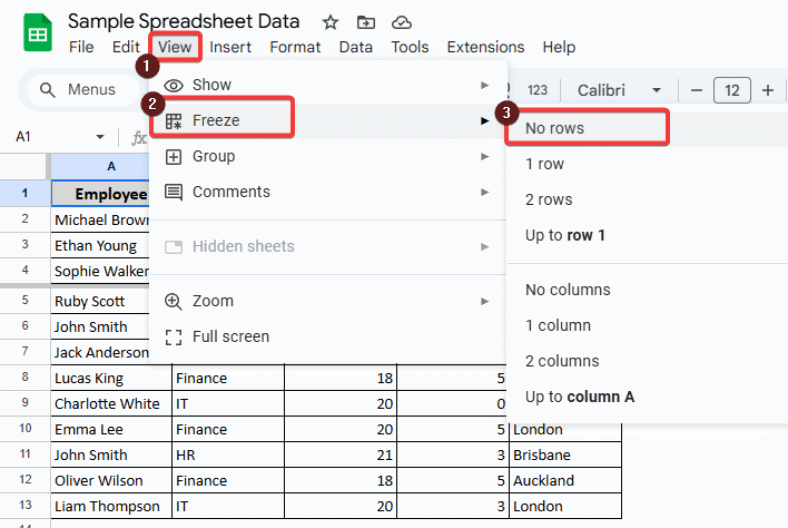 How to Freeze Multiple Rows in Google Sheets (2 Quick Ways) - Excel Insider