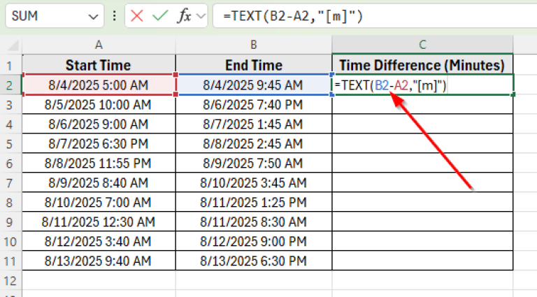 How to Calculate Time Difference in Minutes in Excel - Excel Insider