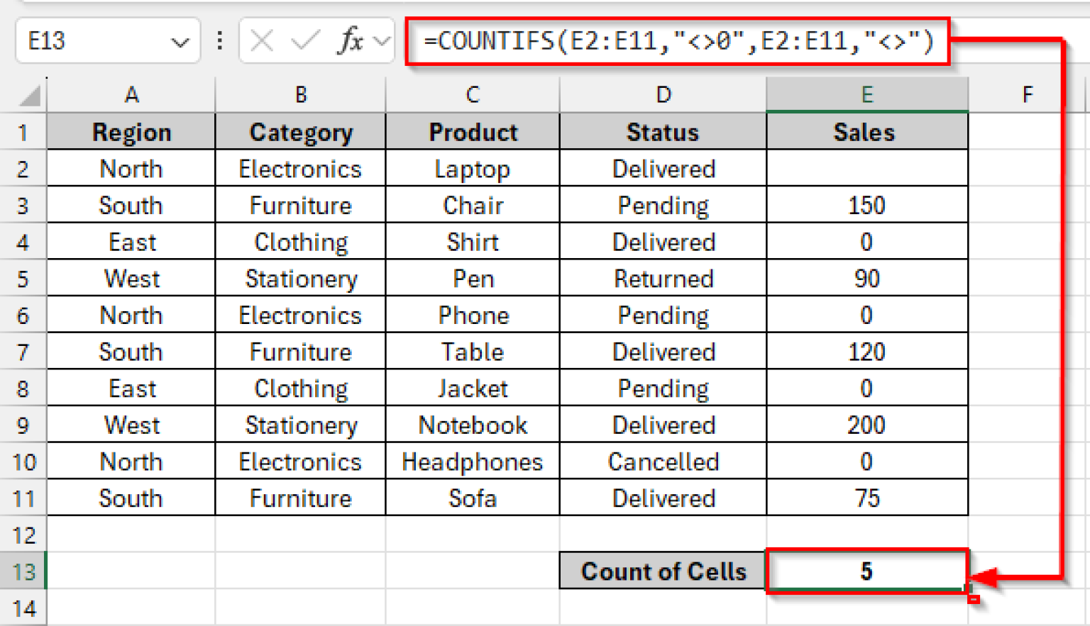 How to Use COUNTIF in Excel to Count Values Not Equal to Zero - Excel Insider