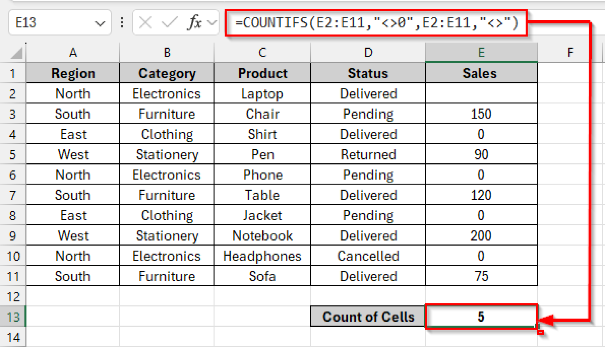 How to Use COUNTIF in Excel to Count Values Not Equal to Zero - Excel Insider