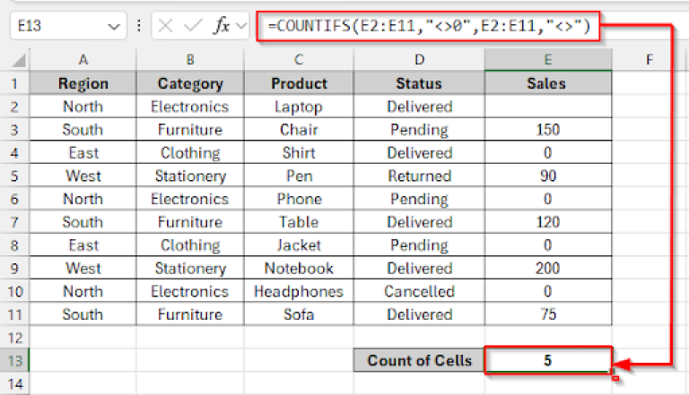 How to Use COUNTIF in Excel to Count Values Not Equal to Zero - Excel Insider