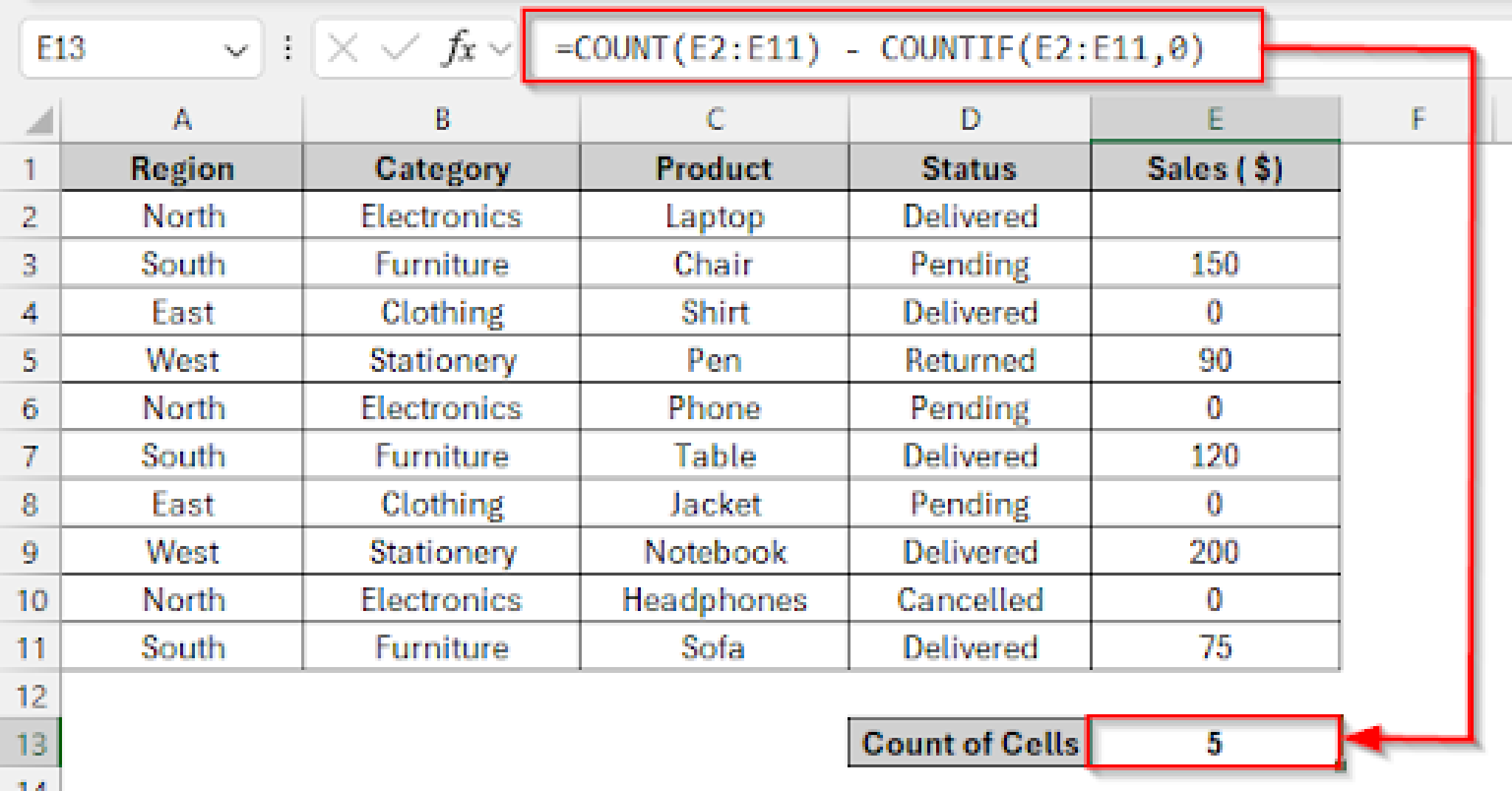 How to Use COUNTIF in Excel to Count Values Not Equal to Zero - Excel ...