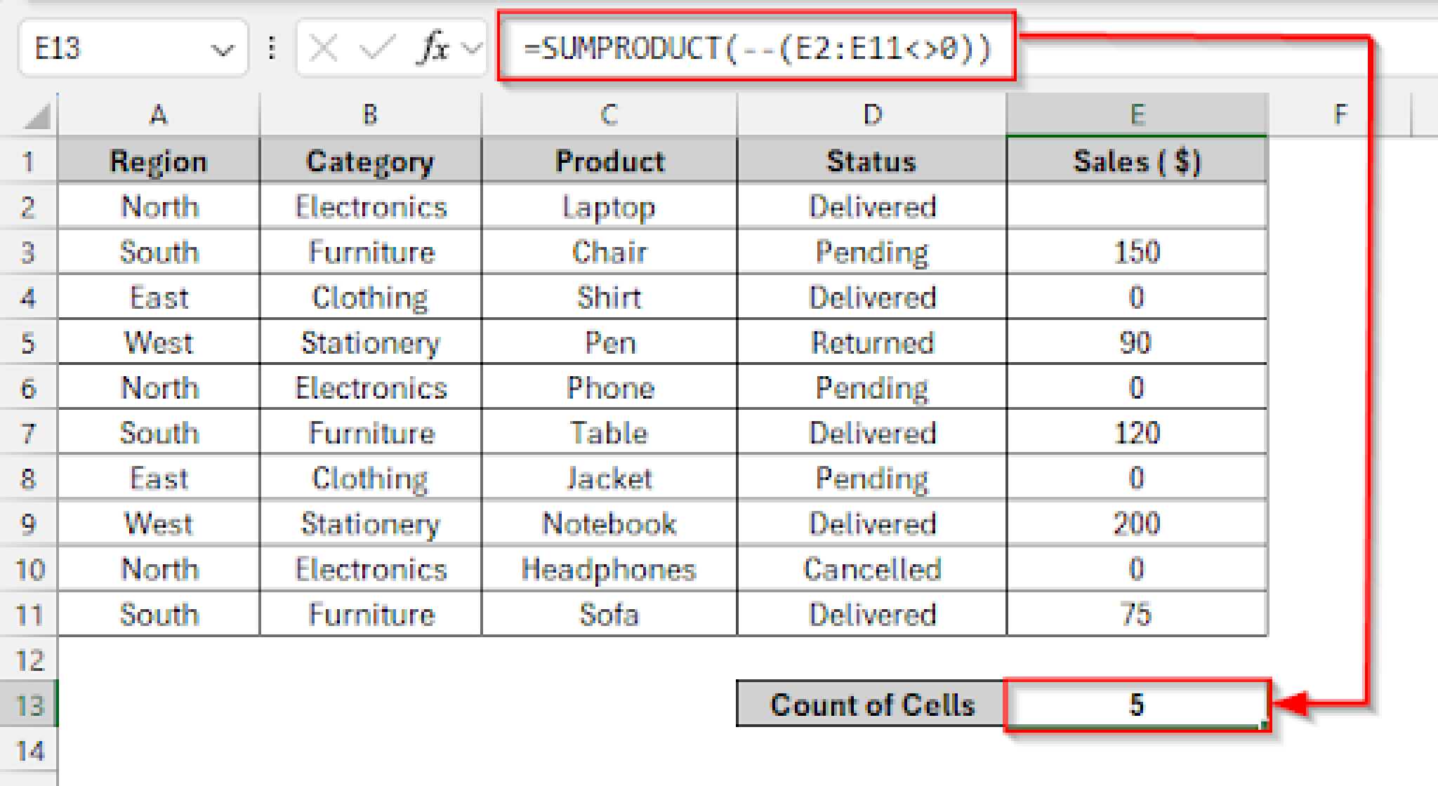 How to Use COUNTIF in Excel to Count Values Not Equal to Zero - Excel Insider