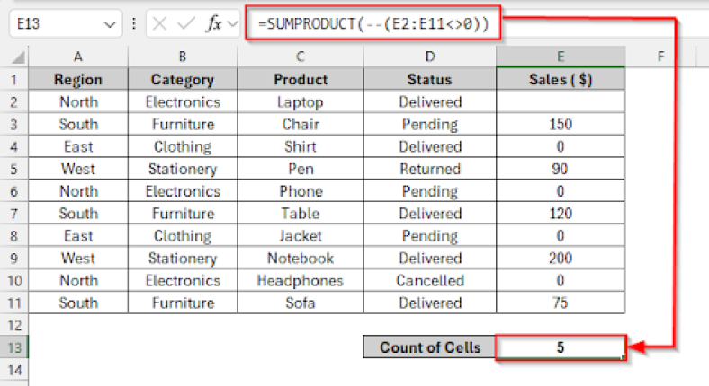 How to Use COUNTIF in Excel to Count Values Not Equal to Zero - Excel ...