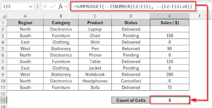 How to Use COUNTIF in Excel to Count Values Not Equal to Zero - Excel Insider