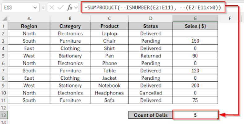 How to Use COUNTIF in Excel to Count Values Not Equal to Zero - Excel Insider