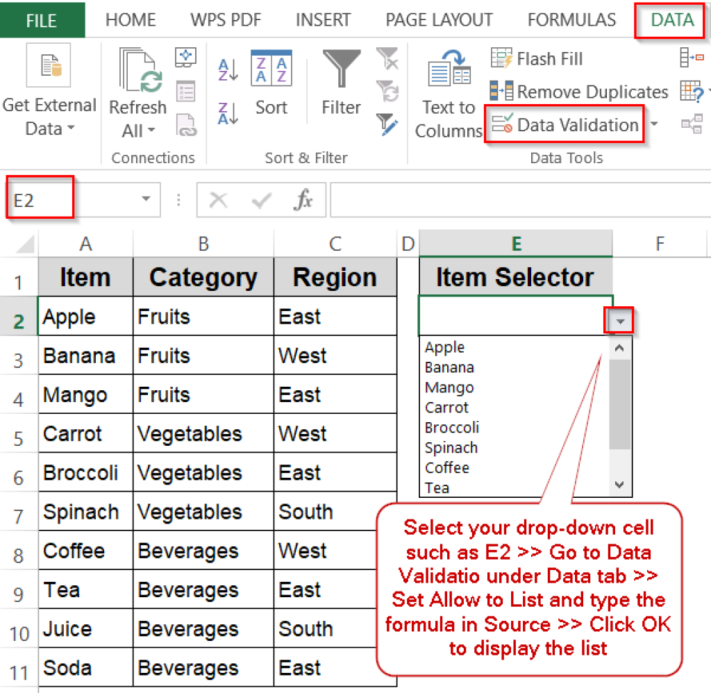 How to Create a Drop-Down List from a Range in Excel - Excel Insider