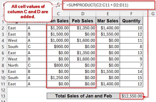 How to Use SUMPRODUCT Across Multiple Columns in Excel - Excel Insider