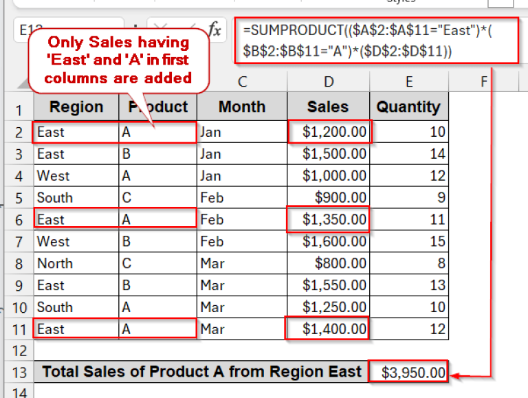 How to Use SUMPRODUCT Function in Excel with Multiple Criteria - Excel ...