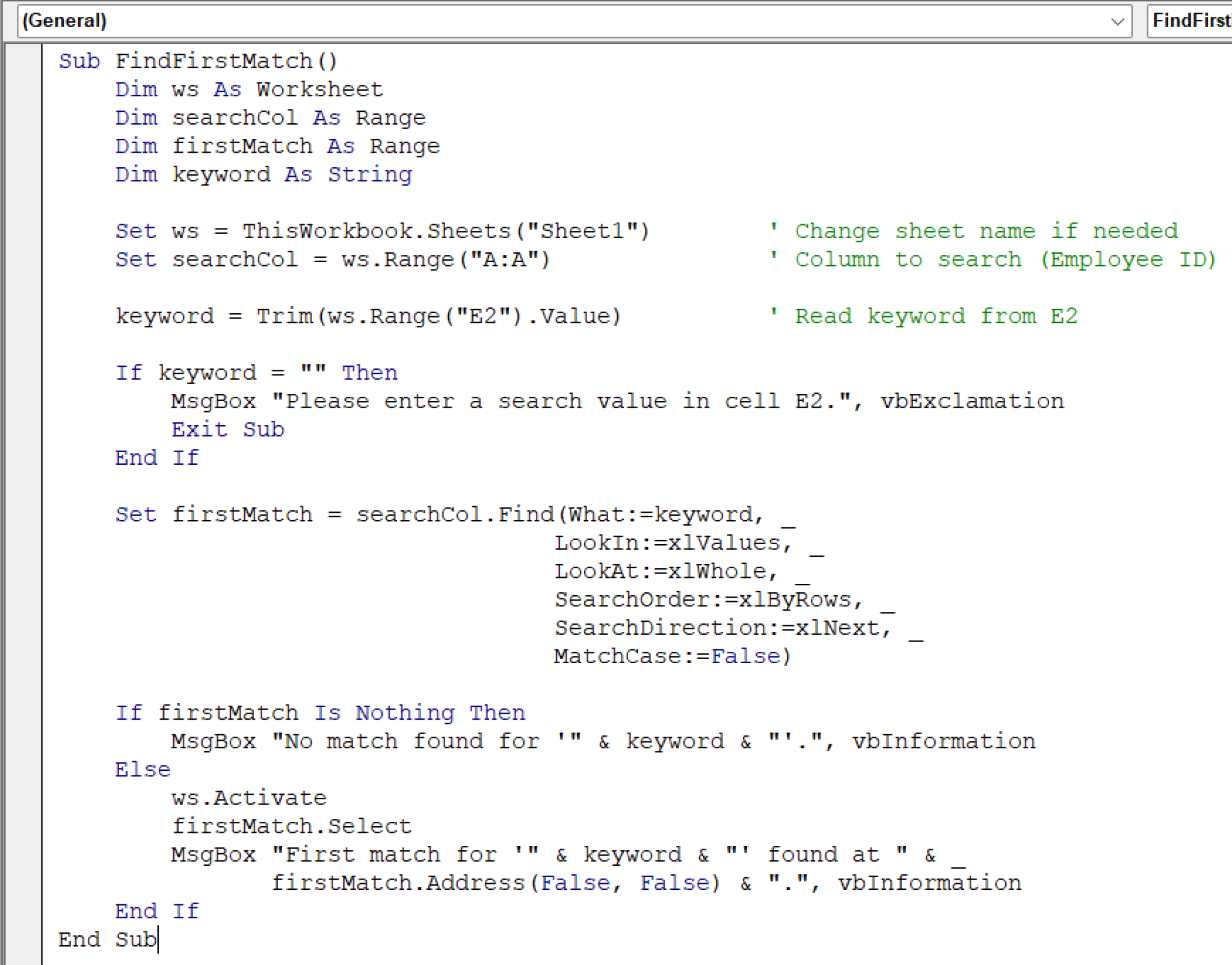 How to Find a Value in a Column with Excel VBA - Excel Insider