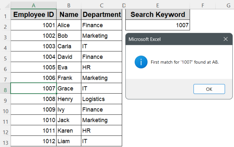 How to Find a Value in a Column with Excel VBA - Excel Insider