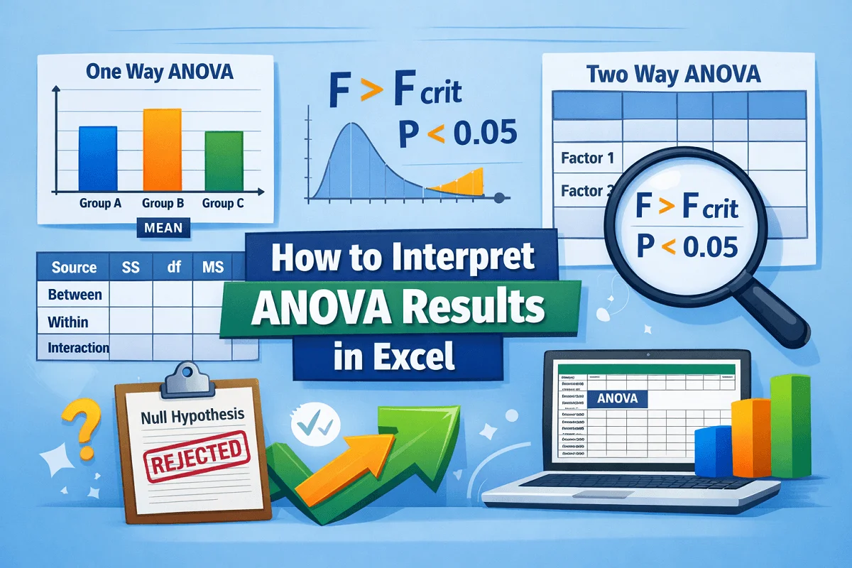 How to Interpret ANOVA Results in Excel (One & Two Way Tests) - Excel ...