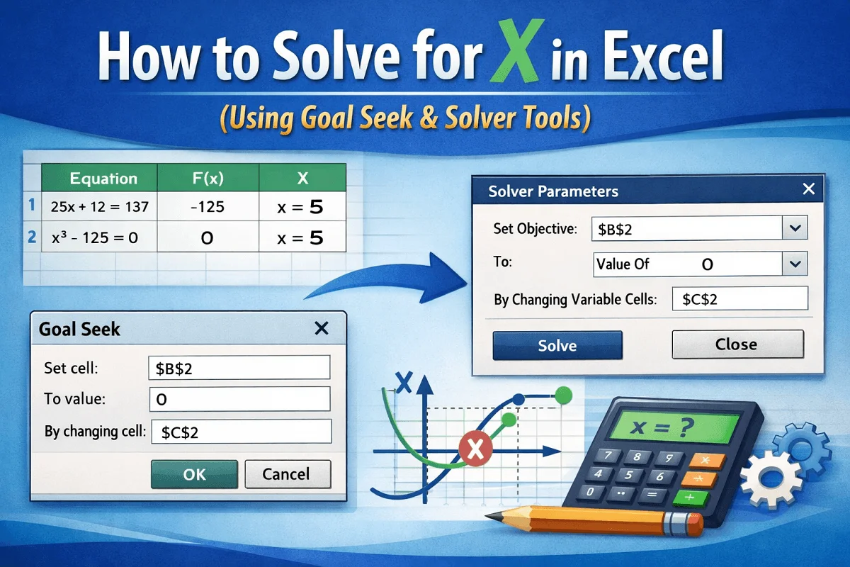 How to Solve for X in Excel (Using Goal Seek & Solver Tools) - Excel ...