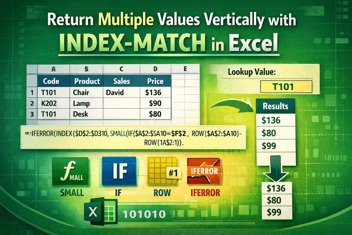Return Multiple Values Vertically with INDEX-MATCH in Excel - Excel Insider
