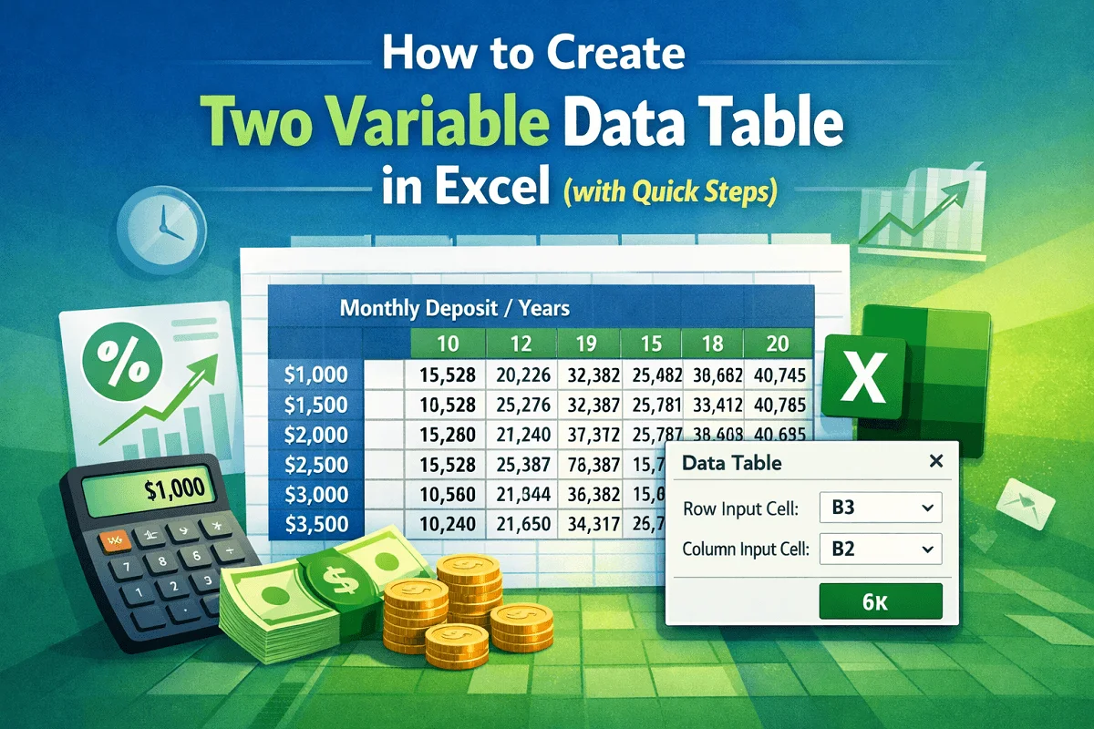 How to Create Two Variable Data Table in Excel (with Quick Steps ...
