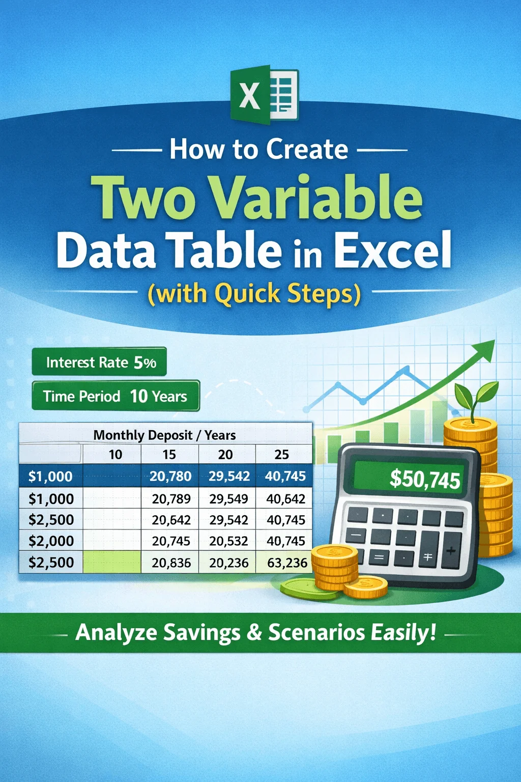 How to Create Two Variable Data Table in Excel (with Quick Steps ...