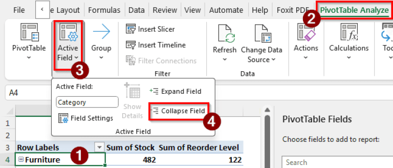 How to Collapse All Rows in a Pivot Table in Excel - Excel Insider